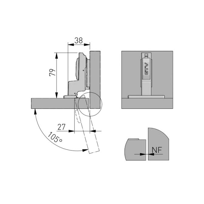 Петля внутренняя Solid pro, с доводчиком, чёрная, GTV ᐅ Купить в Украине • Цена в интернет ...