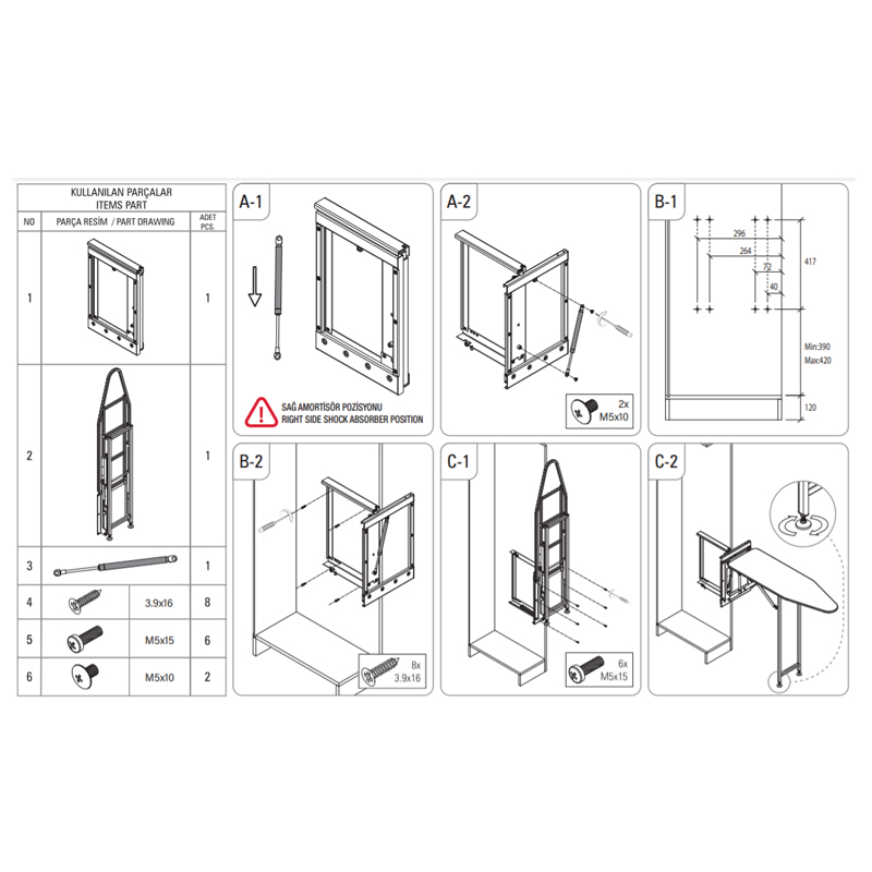 Гладильная доска S-6611-A, 150х340х1480, антрацит, Starax ᐅ Купить в ...